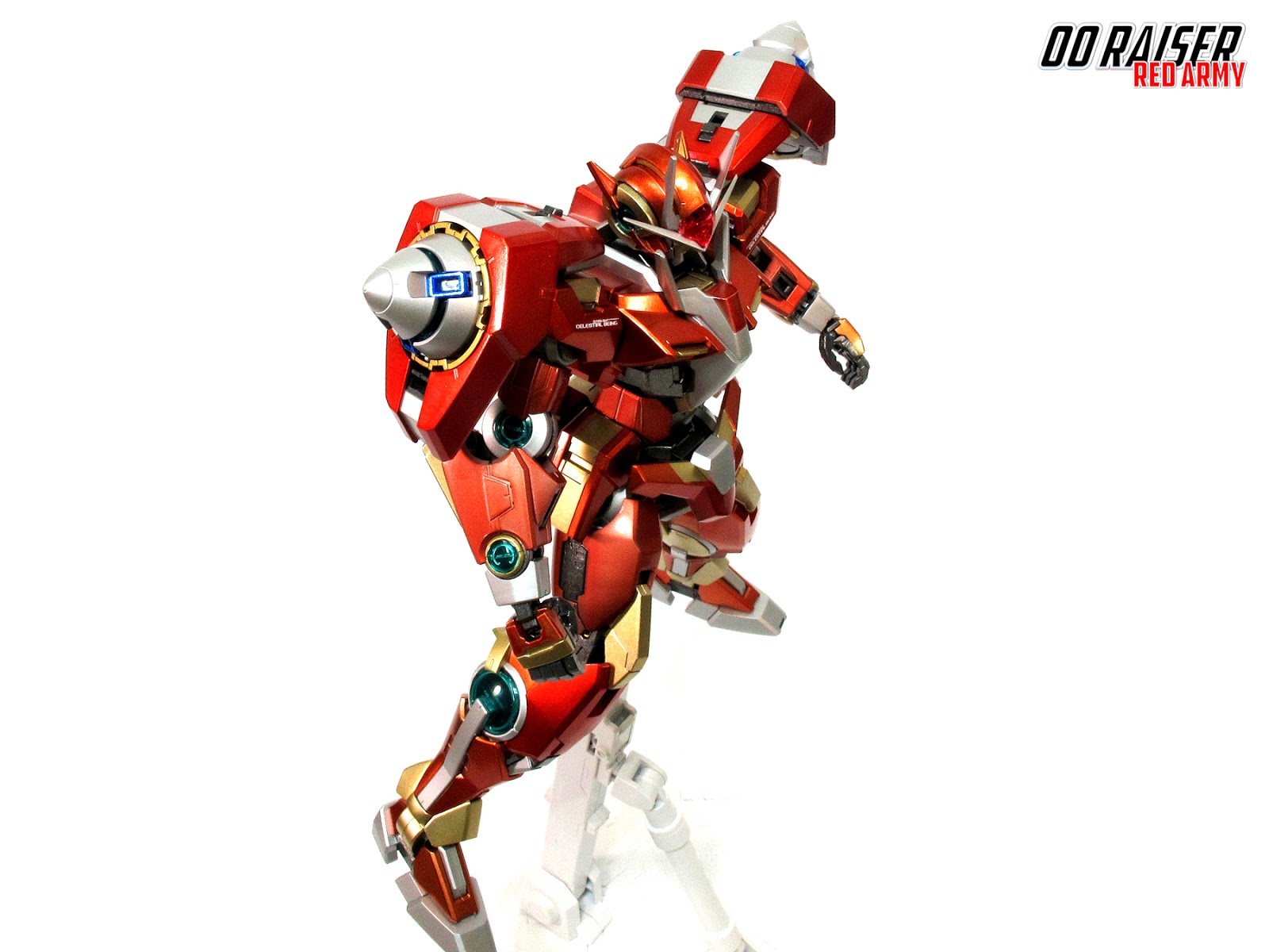 GUNDAM GUY: MG 1/100 GN-0000 + GNR-010 00 Raiser [Red Army] - Painted Build